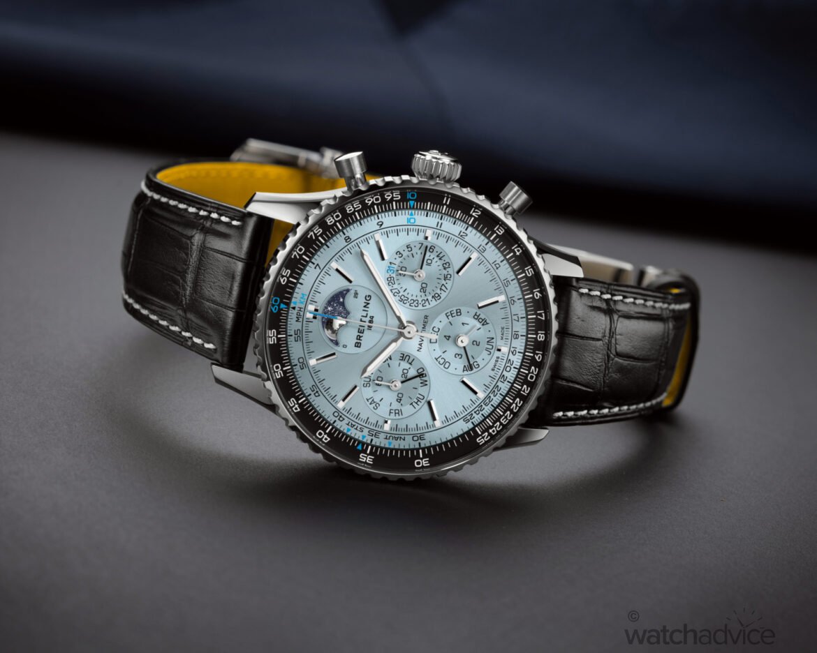 Breitling Unveils A Stunning New Ice Blue Navitimer Perpetual Calendar ...